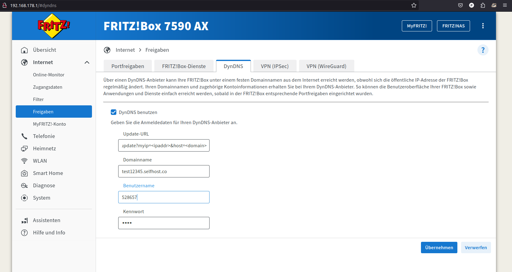 6. Optional: DynDNS mit Fritzbox: Einrichtung des kostenlosen DynDNS ...